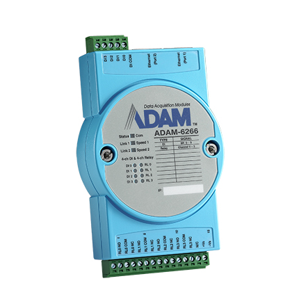 ADAM-6266 - 支持Modbus TCP的4路继电器输出模块，带4路DI - 研华