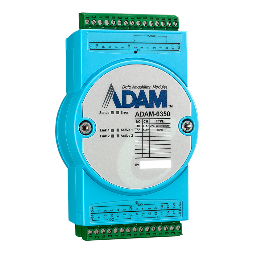 ADAM-6350 - 18数字量输入/18数字量输出 物联网modbus/OPC UA 以太网远程 I/O - 研华